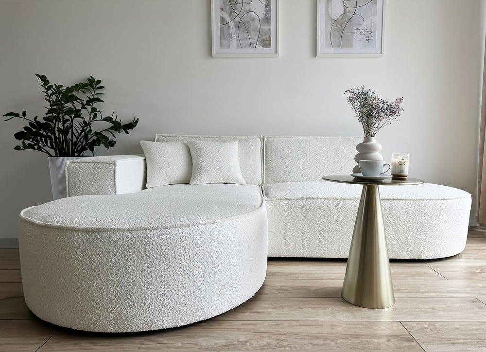 Liten hjørnesofa lys beige ventre PARMA MINI